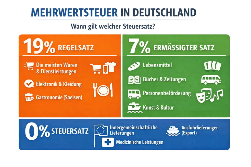 Umsatzsteuersätze: 0%, 7% oder 19%?